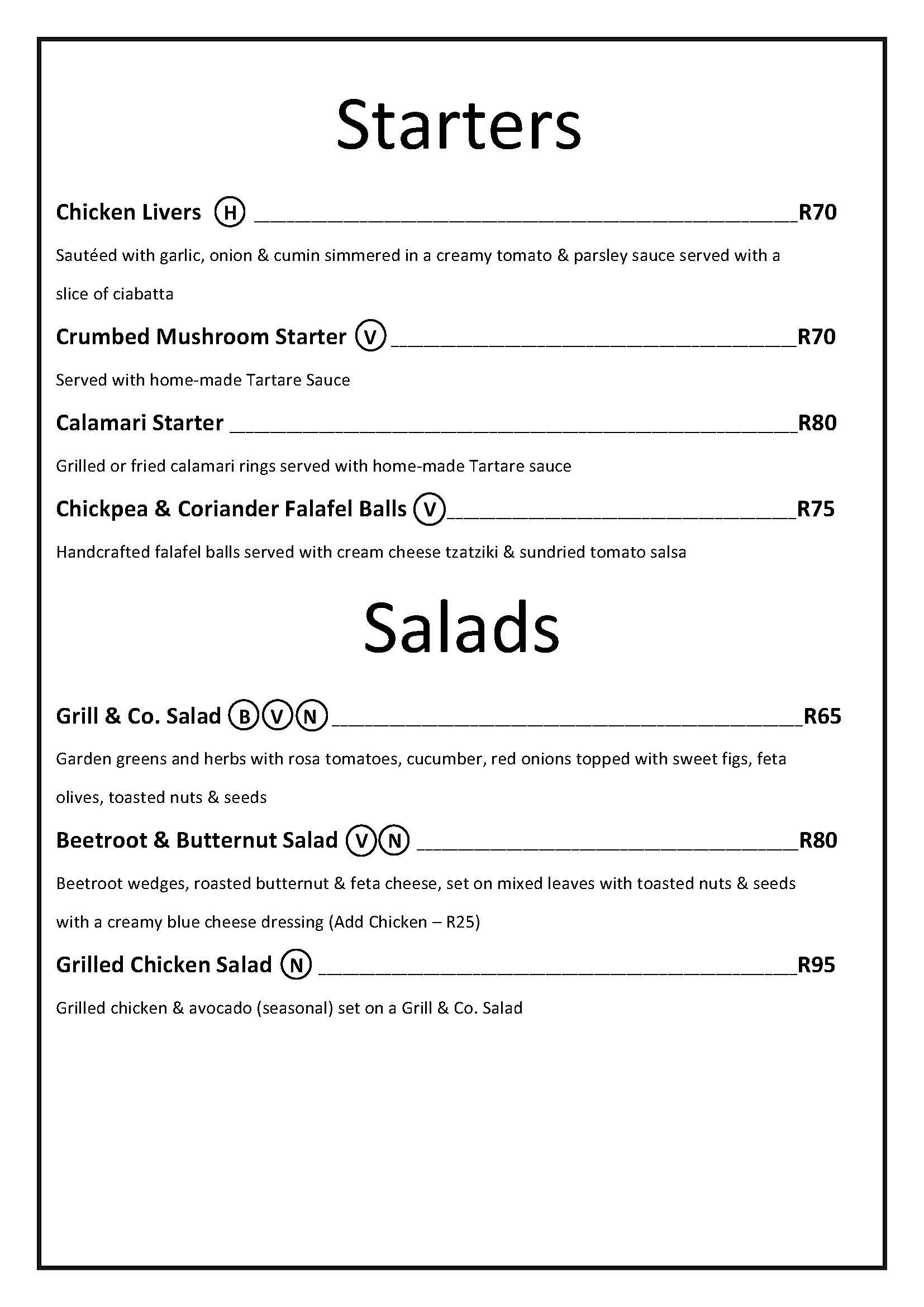 Main Menu - Grill and Company